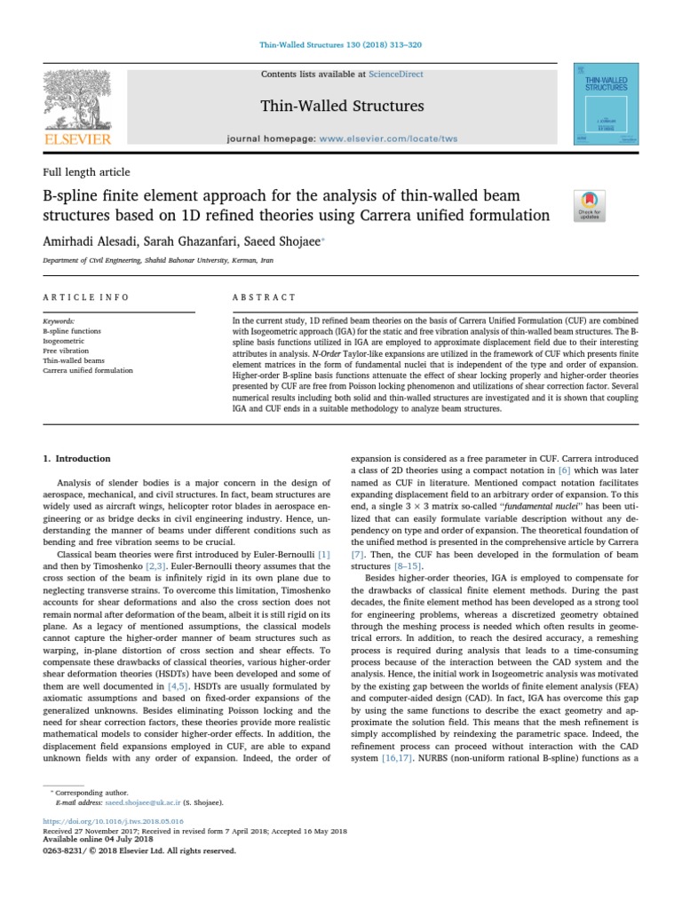 Thin-Walled Structures: Full Length Article | PDF | Deformation ...