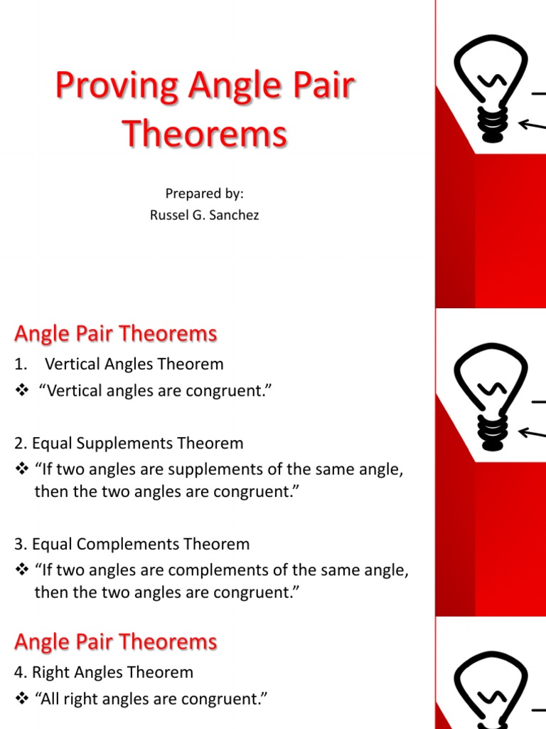 Proving Angle Pair Theorems | PDF | Angle | Mathematical Proof