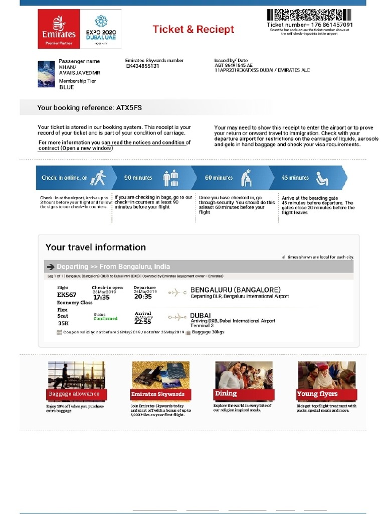 Emirates Ticket 1 | PDF