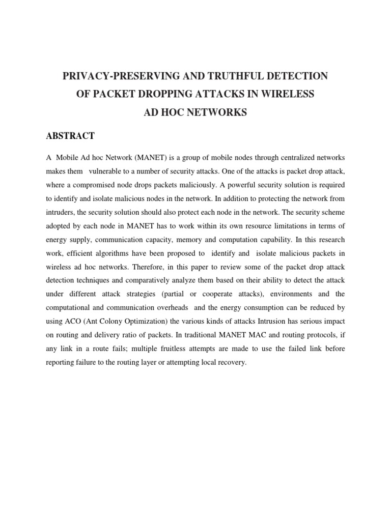 Detecting Packet Dropping in MANETs | PDF