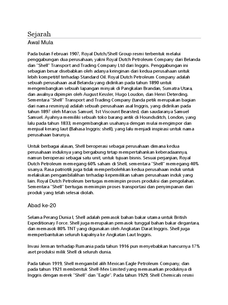 Sejarah Shell | PDF