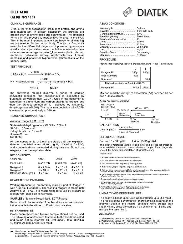UREA Kit Insert Diatek PDF | PDF