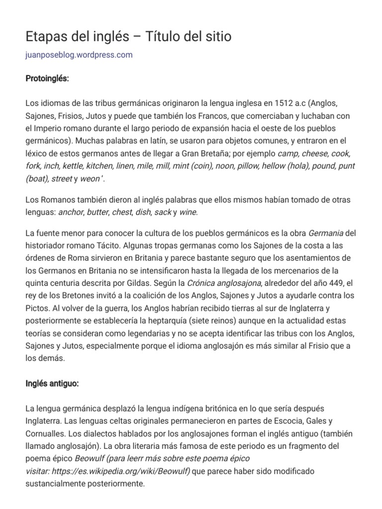 La evolución del idioma inglés desde sus orígenes germánicos hasta su ...