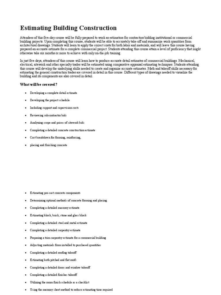 Estimating Building Construction | Download Free PDF | Carpentry ...