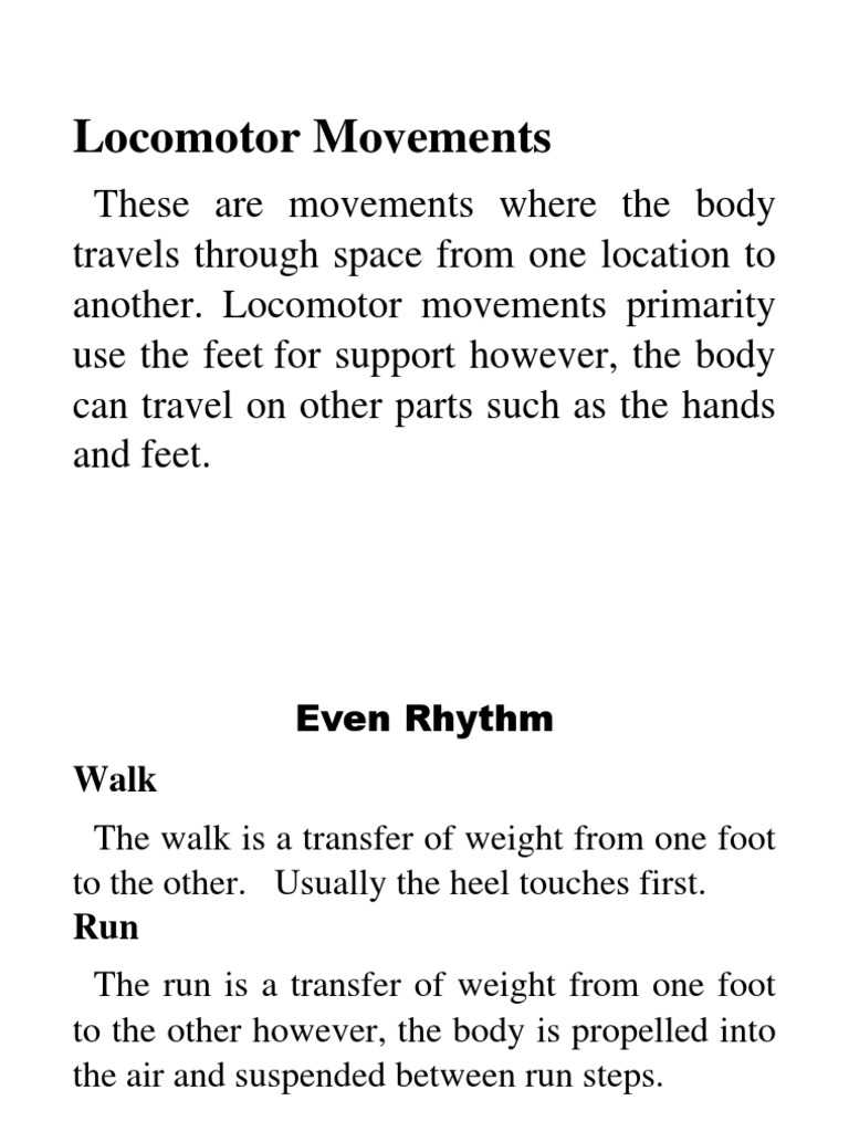Overview of Locomotor Movements | PDF | Language Arts & Discipline