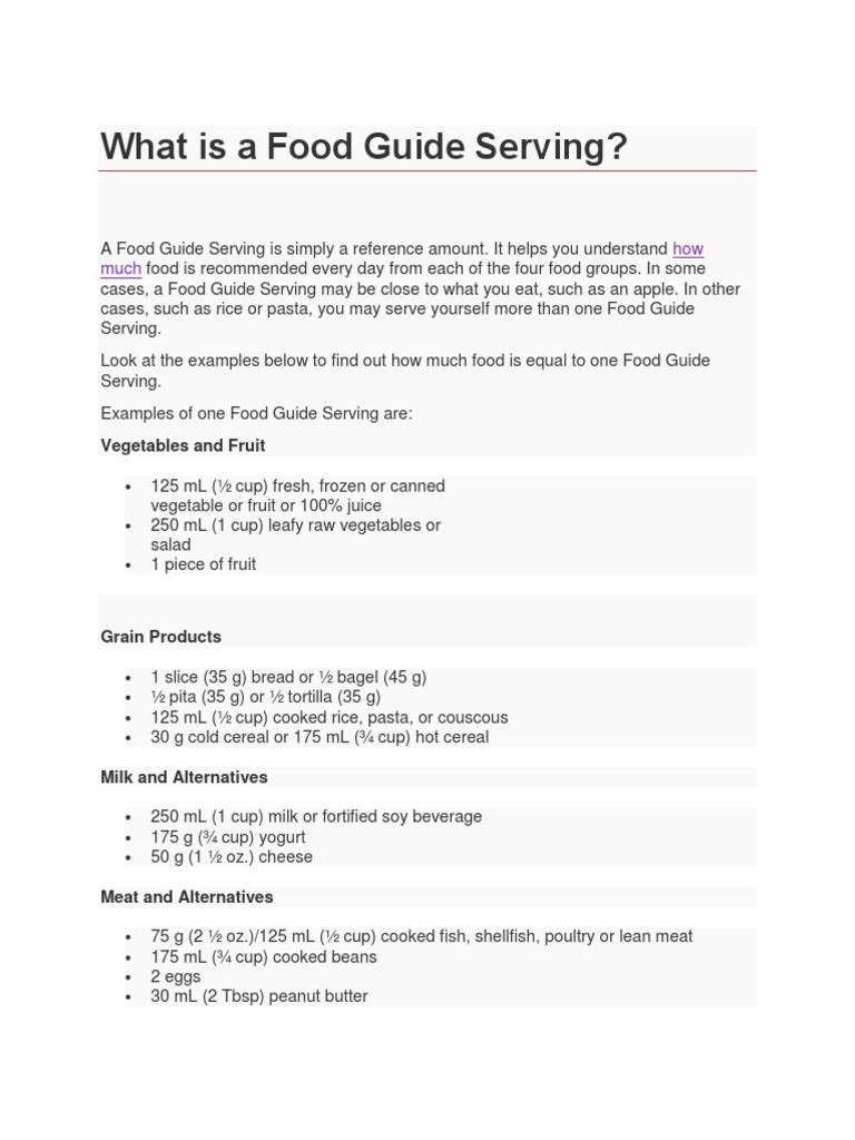 What Is A Food Guide Serving | PDF