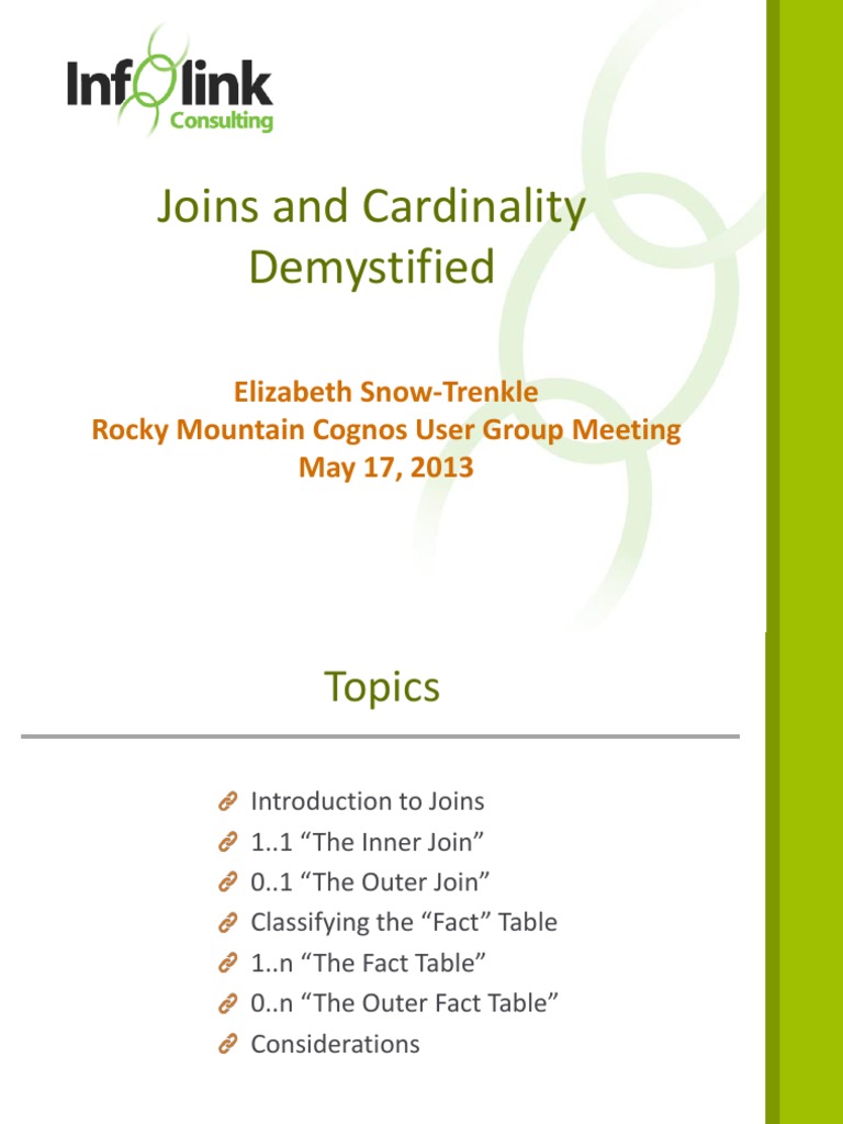 Cognos Joins & Cardinality Guide | PDF | Data Management Software ...