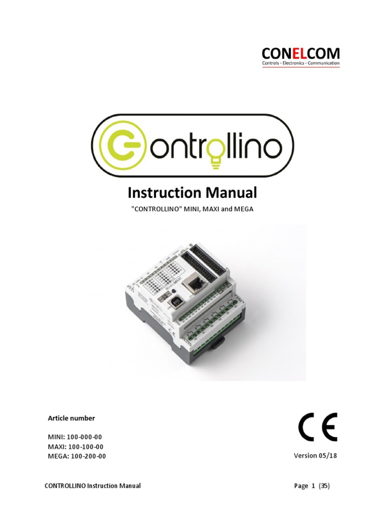 Instruction Manual: "Controllino" Mini, Maxi and Mega | PDF | Relay ...