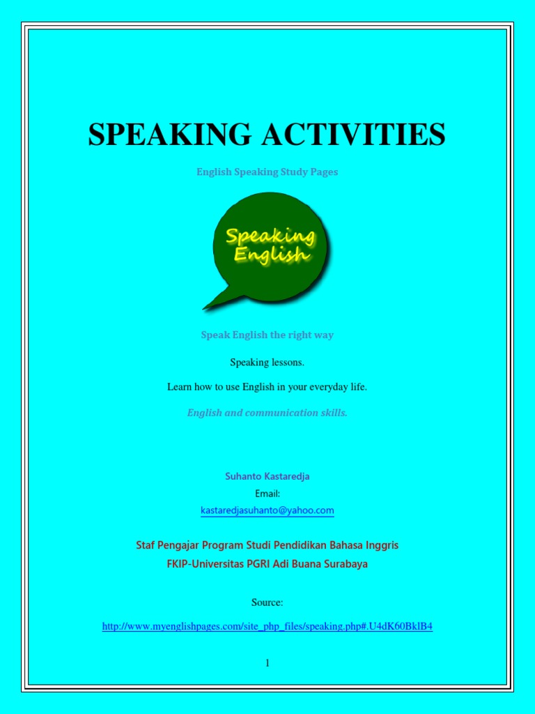 English Speaking Activities Guide | PDF | Language Arts & Discipline ...