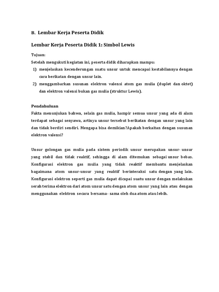 Simbol Lewis dan Kestabilan Elektron | PDF
