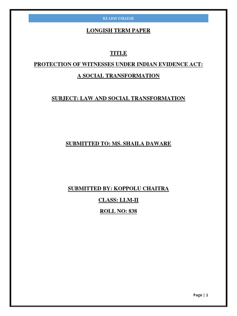 Witness Protection in India: A Critical Review | PDF | Witness | Crime ...