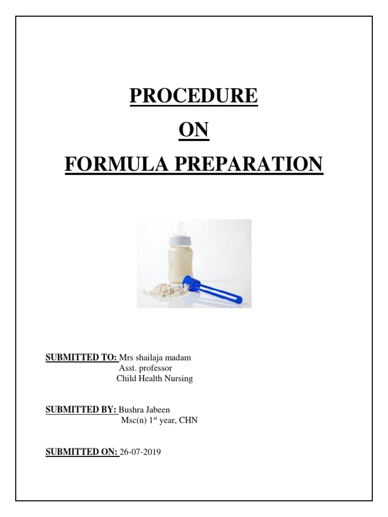 Infant Formula Preparation Procedure | PDF | Infant Formula ...