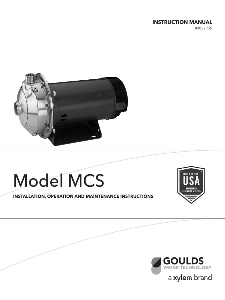Model MCS: Instruction Manual | PDF | Implied Warranty | Pump