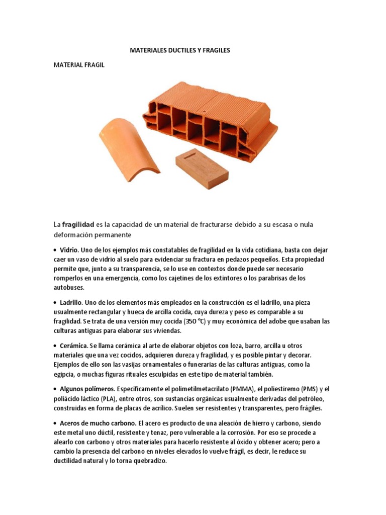 Materiales Ductiles y Fragiles | PDF | Ductilidad | Rieles