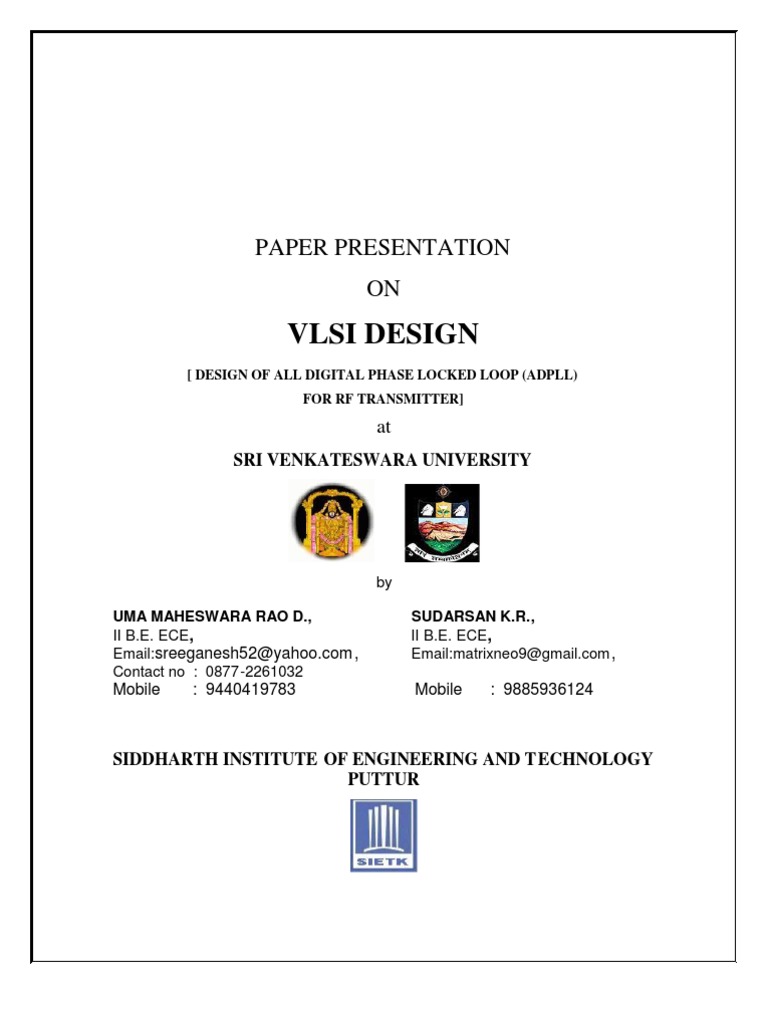 Vlsi Design: Paper Presentation ON | PDF | Modulation | Telecommunications