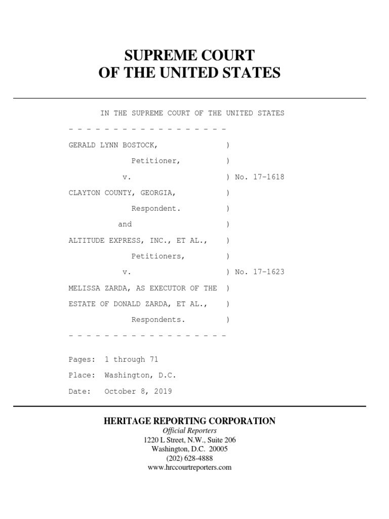 Bostock Et Al v. Clayton County Et Al | PDF | Civil Rights Act Of 1964 ...