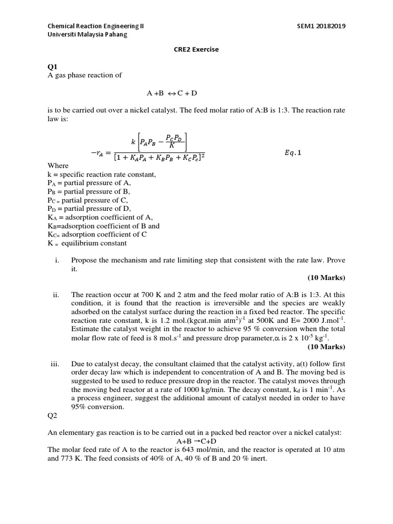 Cre Ii | PDF | Reaction Rate | Catalysis
