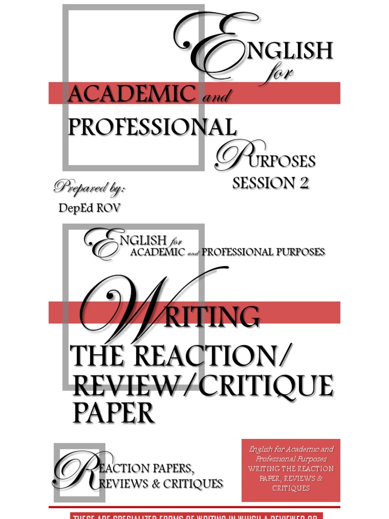 EAPP Writing A Reaction Review Critique Paper | PDF | Ecocriticism ...