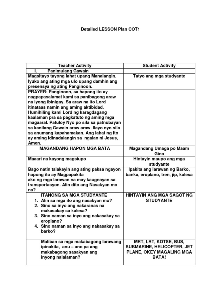 Detailed Lesson Plan Cot1 | PDF