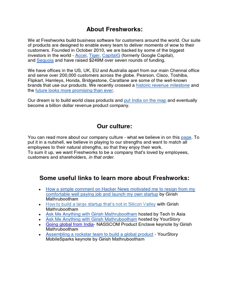 Freshworks Interview Process Overview | PDF | Sales | Startup Company