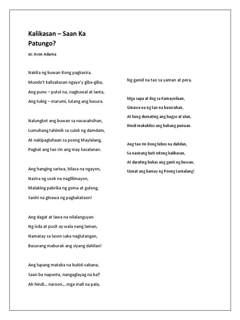 Kalikasan – Saan Ka Patungo?