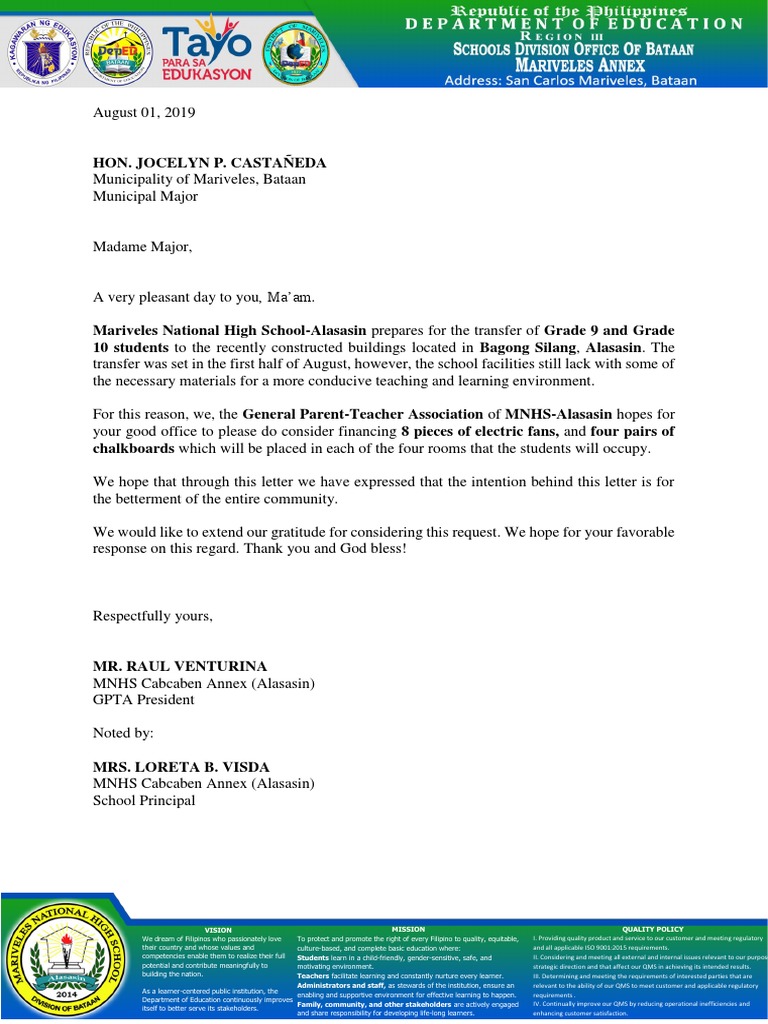 Letters For Barangay Request | PDF | Learning | Behavior Modification