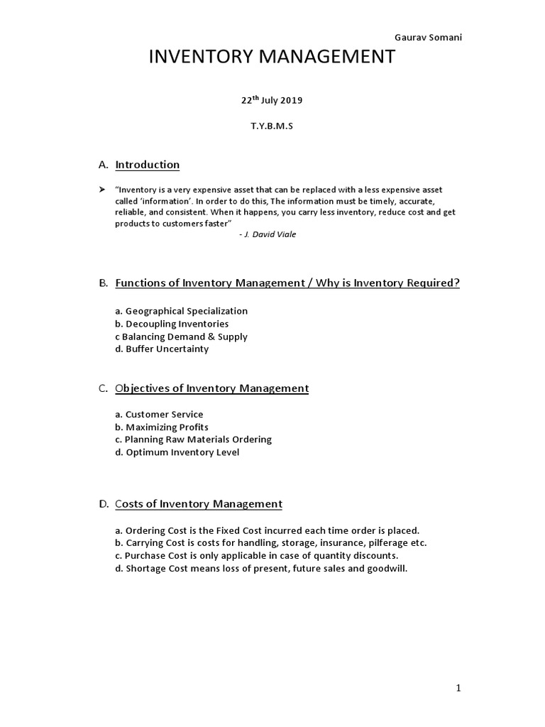 Inventory Management | PDF