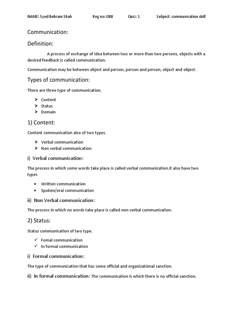 Communication: Definition | PDF