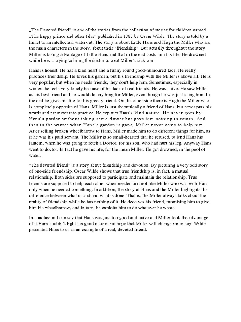 The Devoted Friend | PDF | The Happy Prince And Other Tales