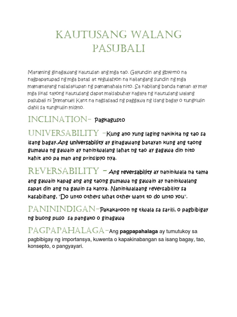 Kautusang Walang Pasubali | PDF