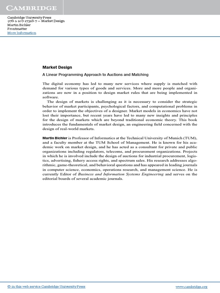 Market Design - A Linear Programming Approach To Auctions and Matching ...