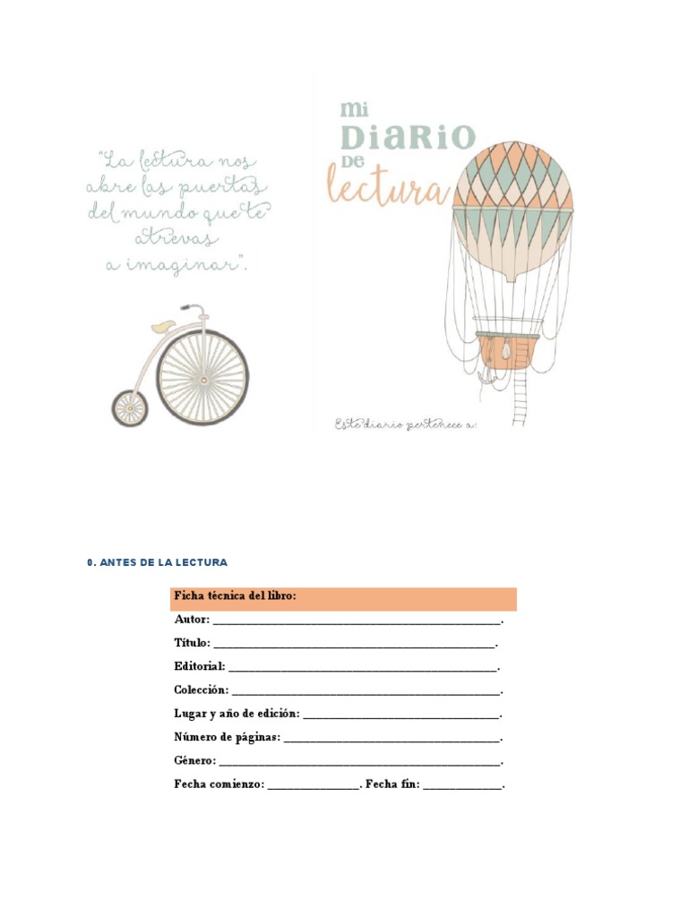 Plantilla Diario de Lectura 1º ESO | PDF