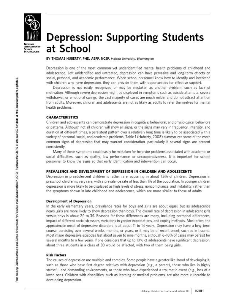 Supporting Students with Depression: Recognizing Signs and Providing ...