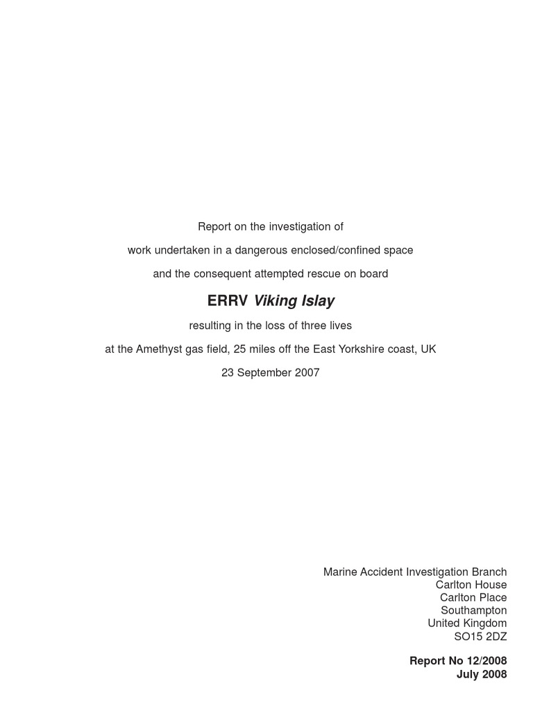 Viking Islay Confined Space Entry Accident PDF | PDF | Rust | Carbon ...
