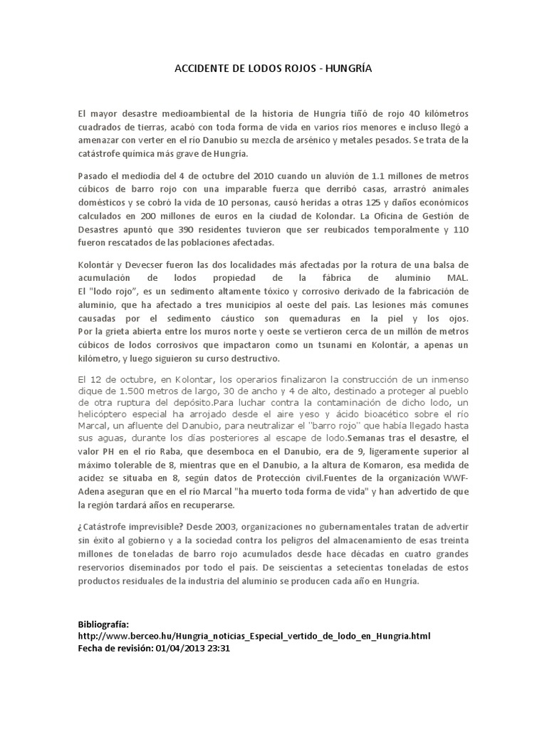 Lodos Rojos | PDF | Aluminio | Contaminación