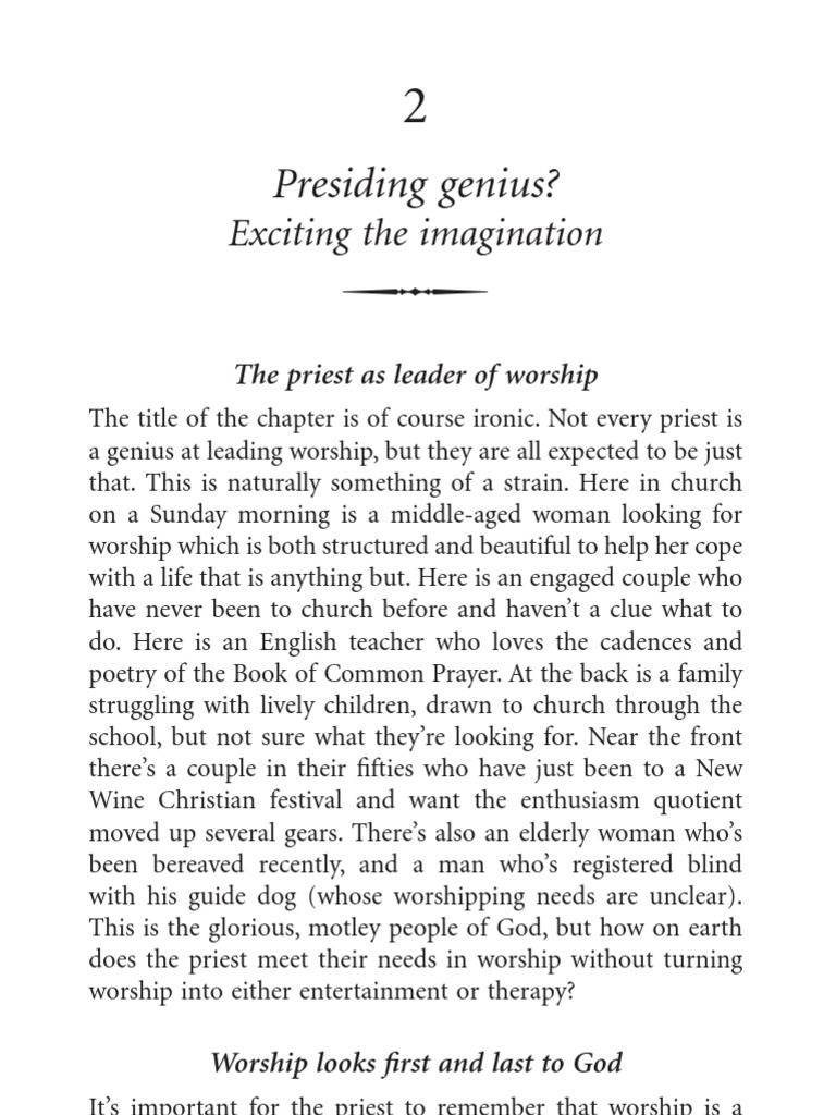 The Priest's Role in Worship Leadership | PDF | Eucharist | Worship
