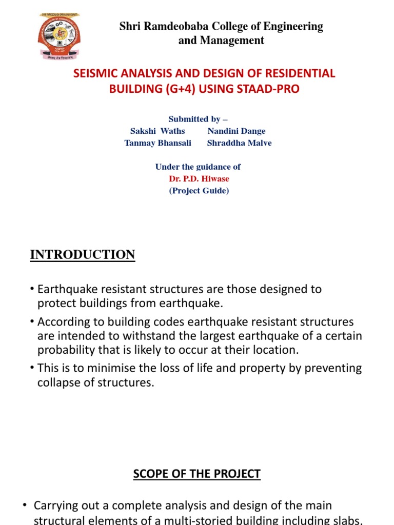 Seismic Analysis and Design of Residential Building (G+4) Using Staad ...