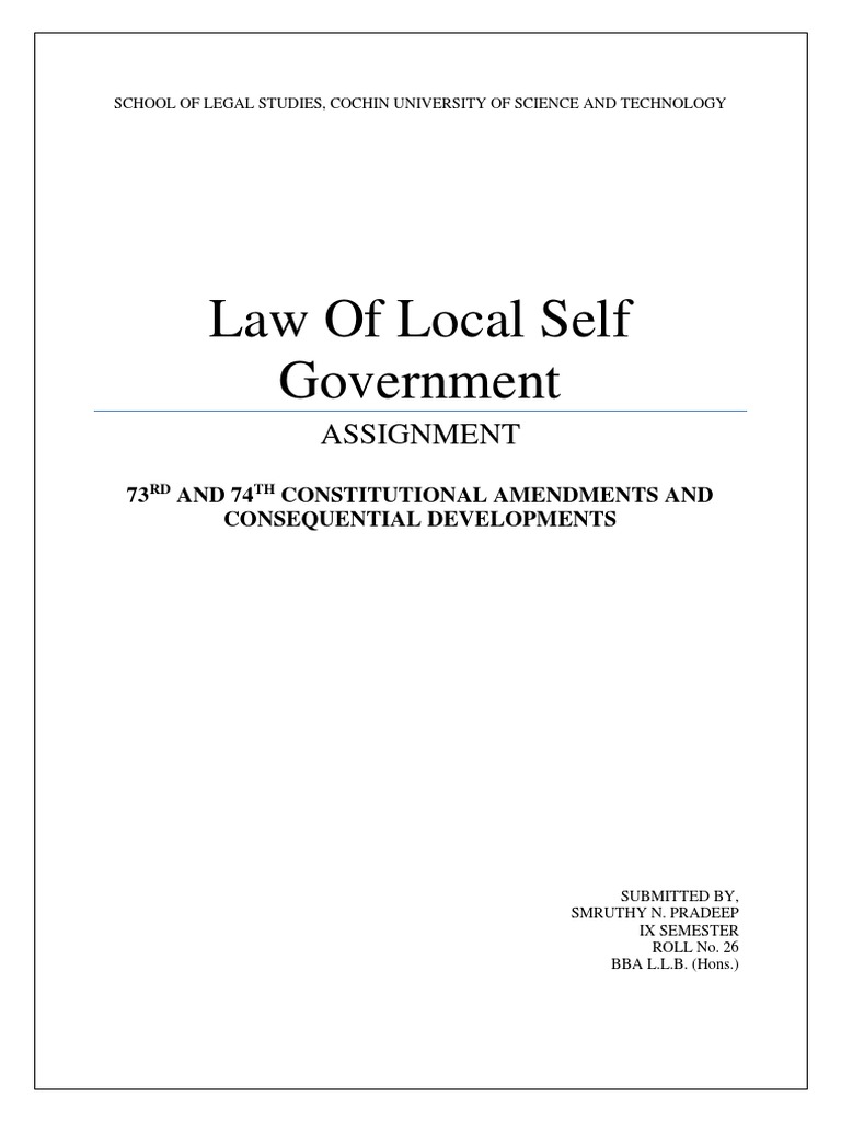 73rd and 74th Constitutional Amendments PDF | PDF | Politics Of India ...