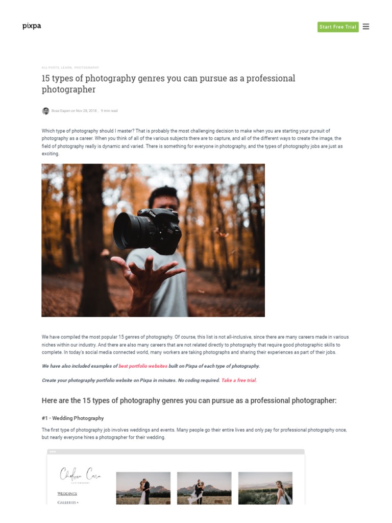 15 Photography Genres to Explore | PDF | Portrait Photography | Art Media