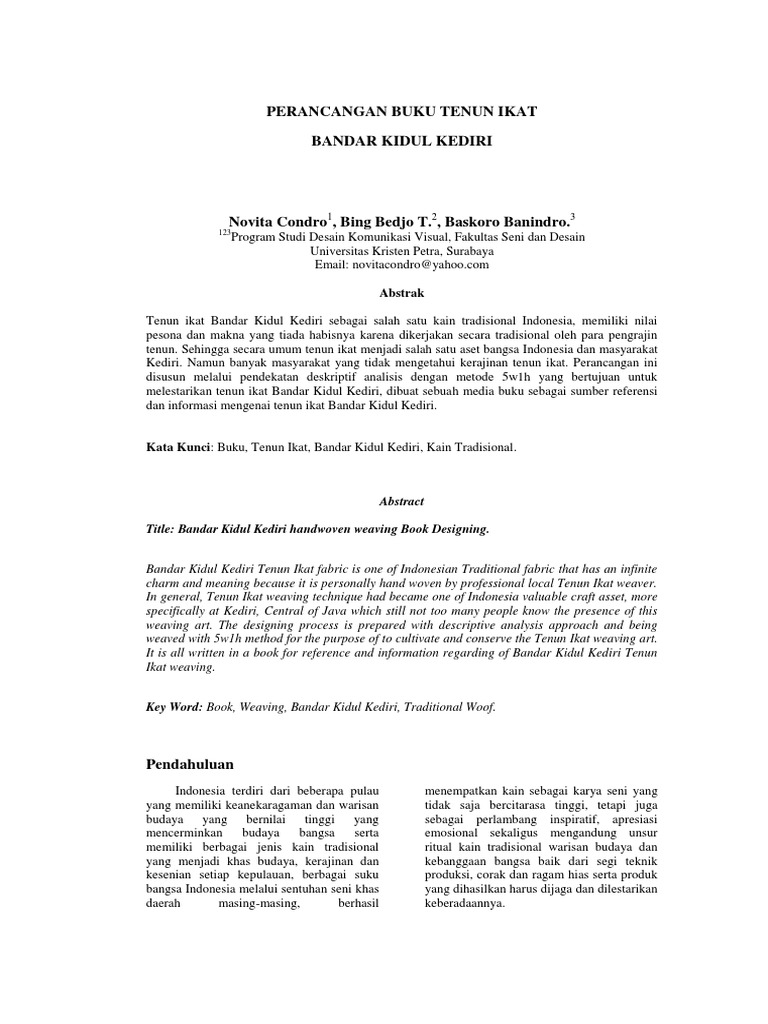 Perancangan Buku Tenun Ikat Bandar Kidul Kediri - DKV | PDF