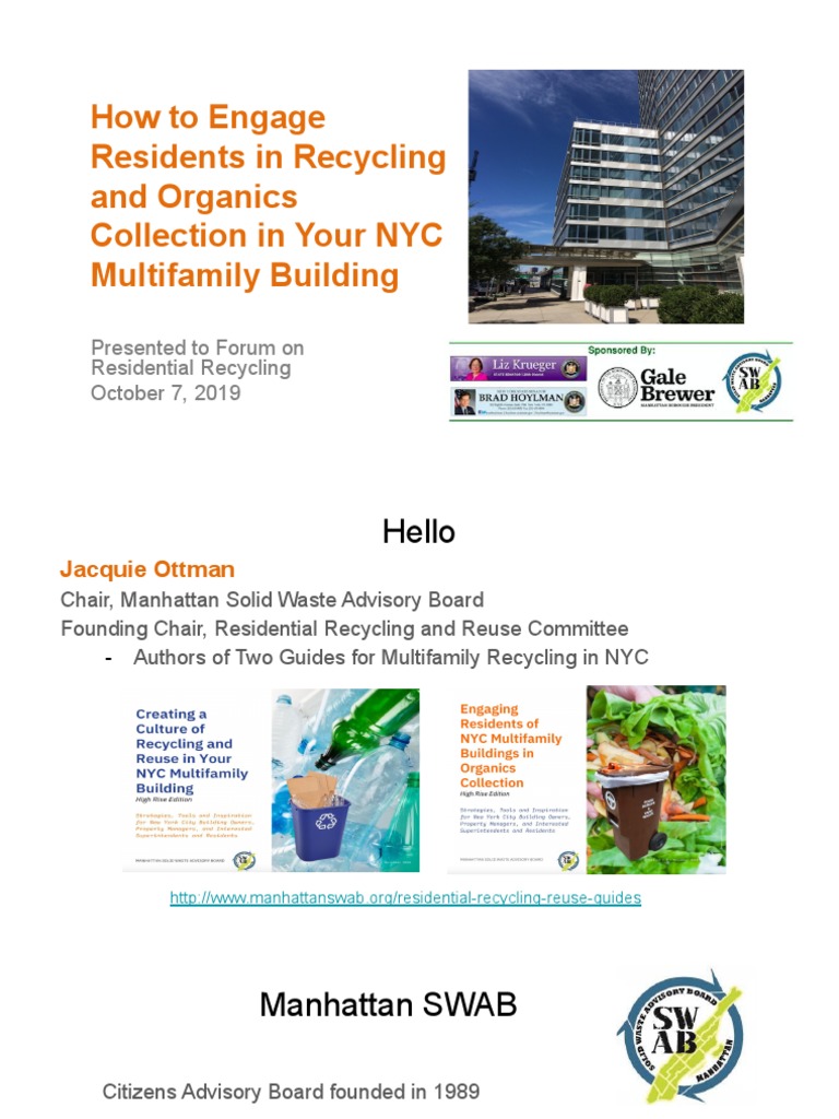Presentation From Jacquelyn Ottman, Forum On Residential Recycling, 10 ...