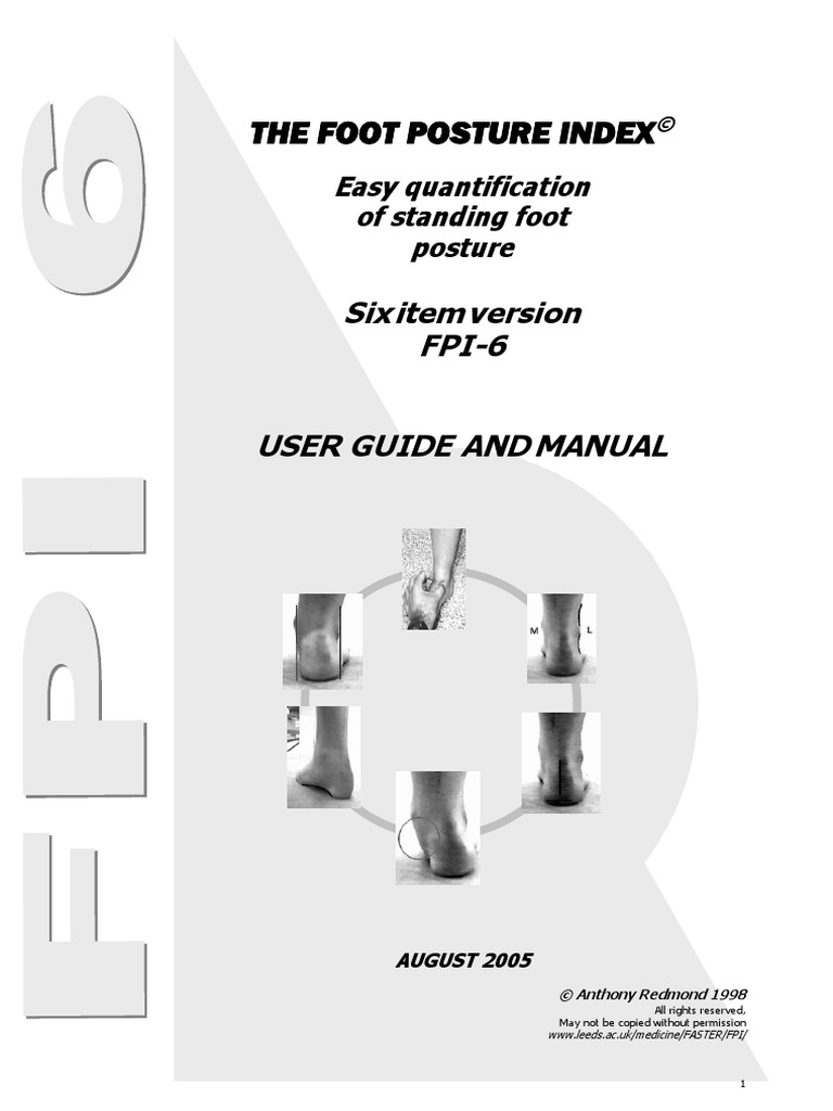 The Foot Posture Index: Six Item Version FPI-6 User Guide and Manual ...