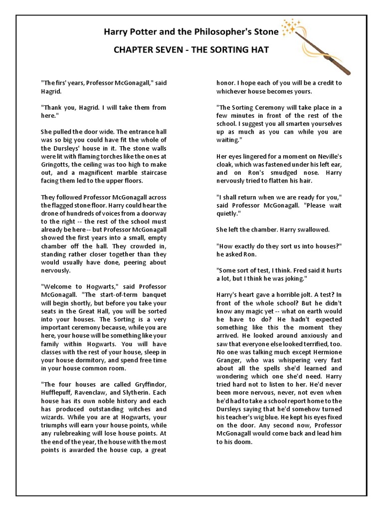 Harry Potter and The Philosopher's Stone Chapter Seven - The Sorting ...