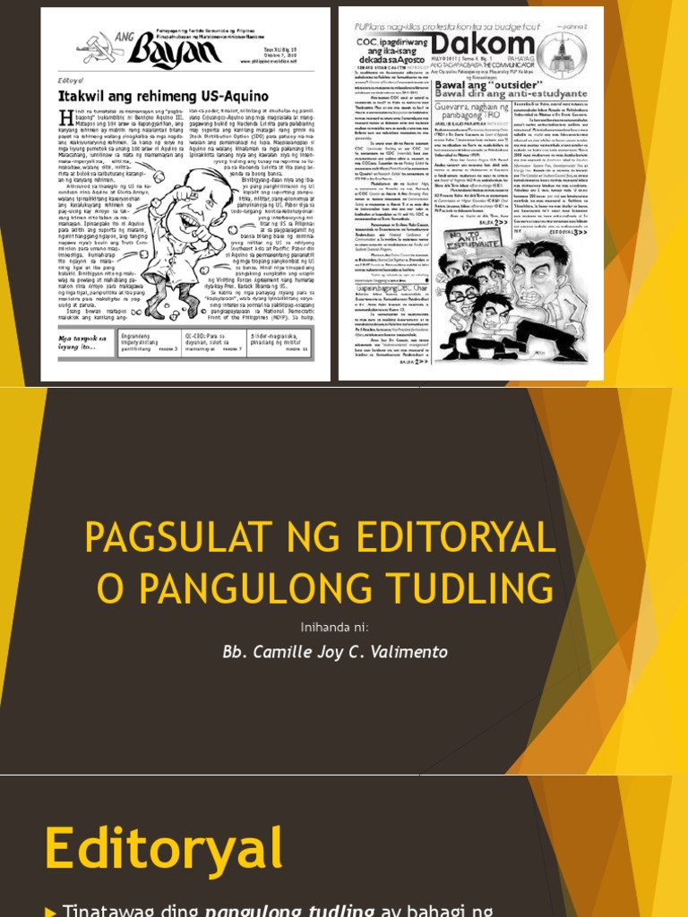 Pagsulat NG Editoryal o Pangulong Tudling | PDF