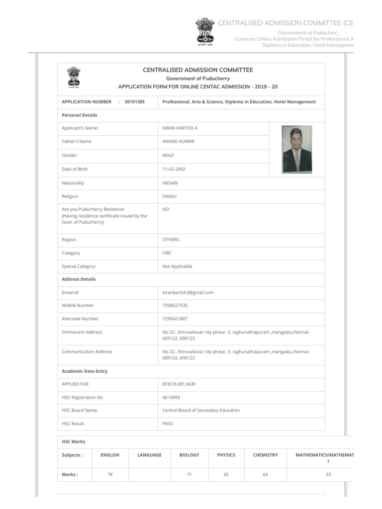 CENTAC - Govt. of Puducherry PDF | PDF