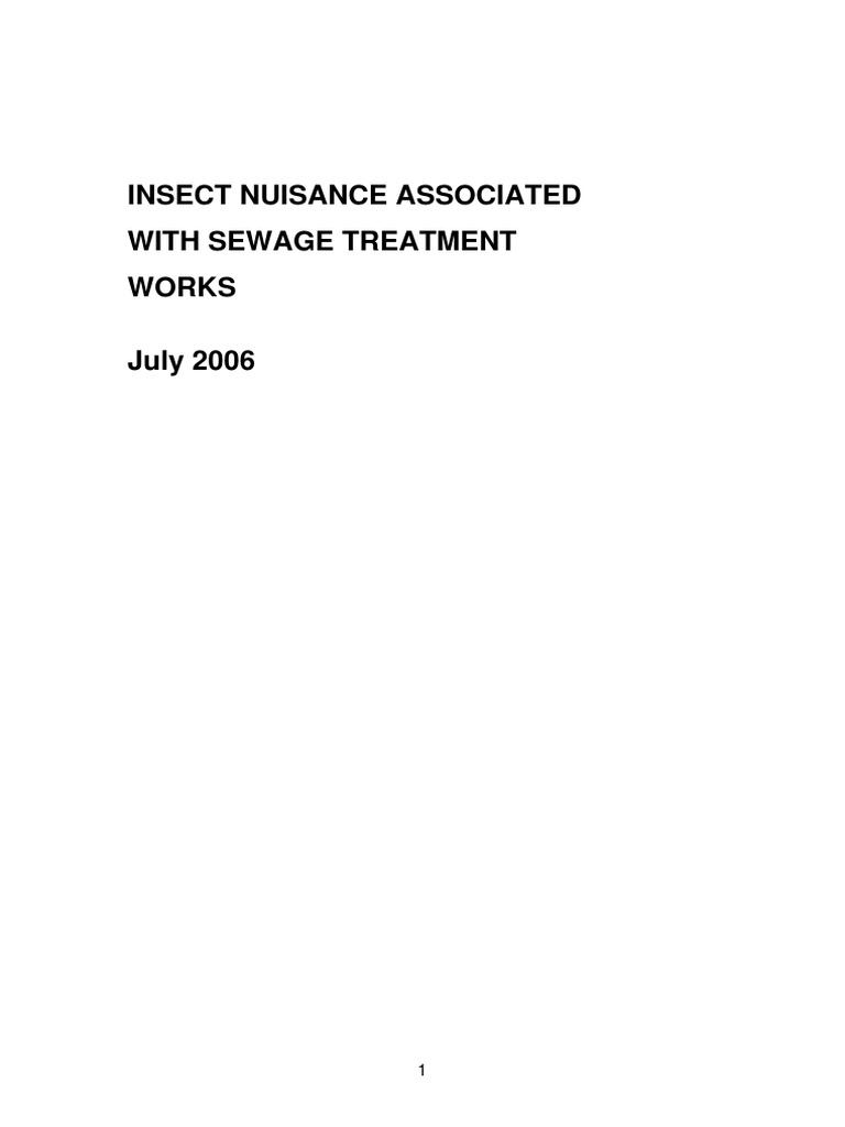 Insect Nuisance Associated With Sewage Treatment Works | PDF | Nuisance ...