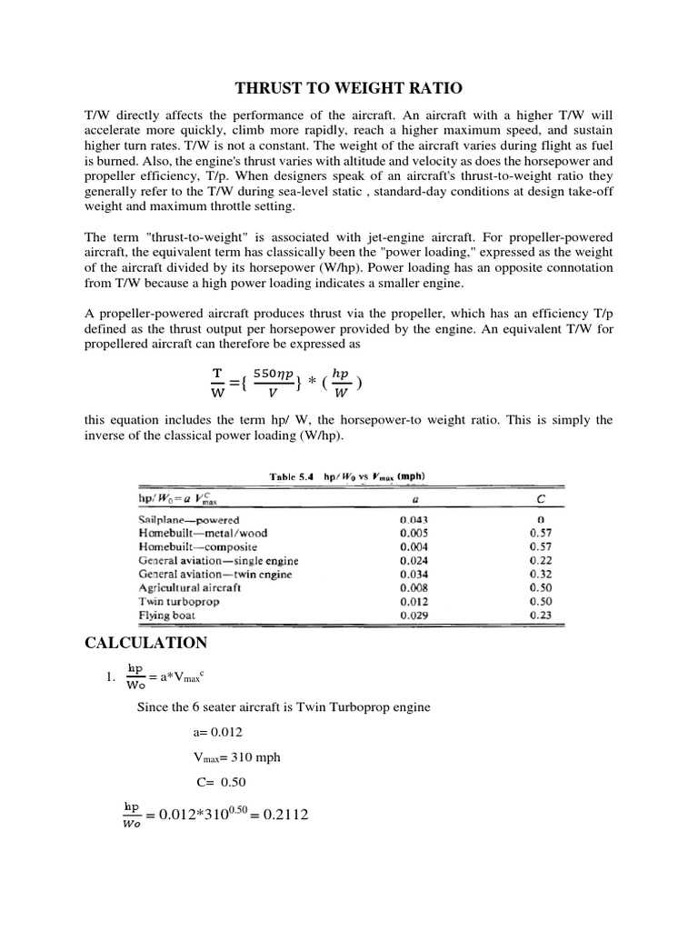 Thrust To Weight Ratio | PDF | Technology & Engineering