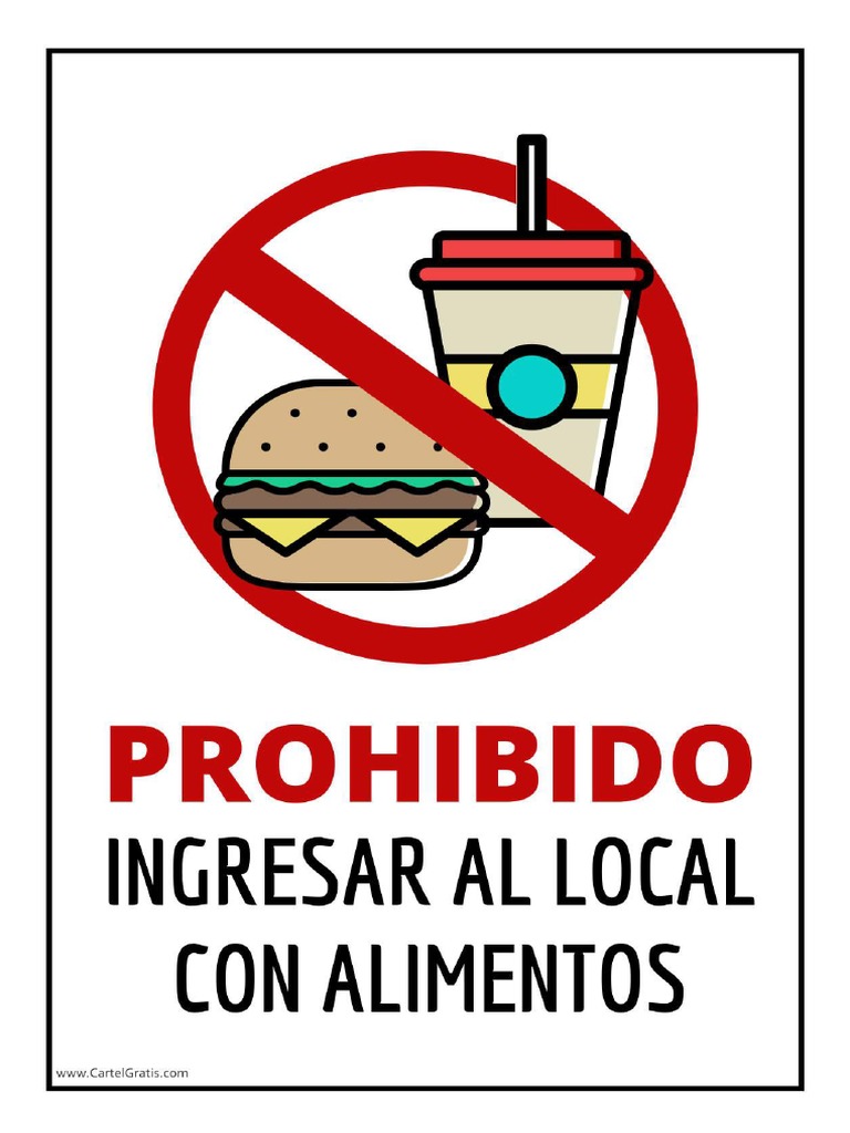 Cartel Prohibido Ingresar Con Alimentos | PDF