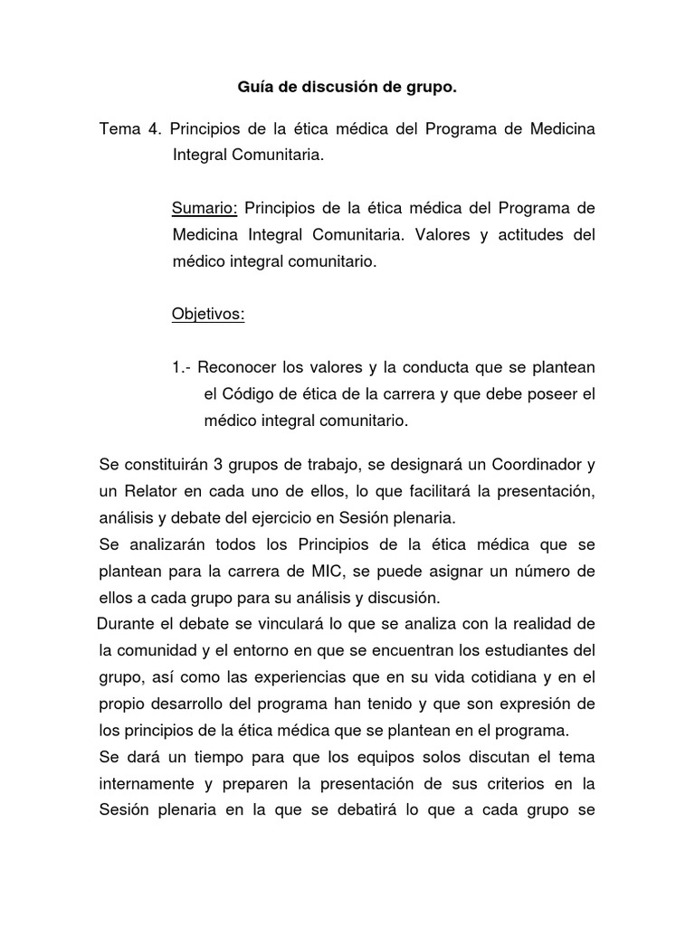 Guía de Discusión Tema IV