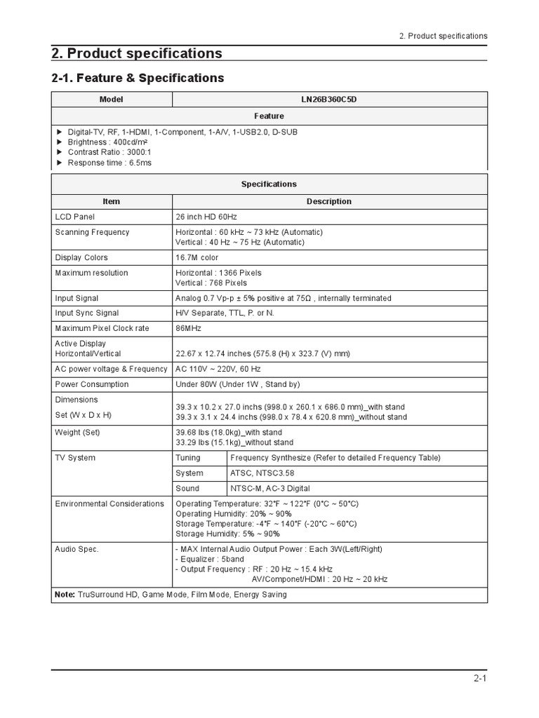 TV Specs for Tech Enthusiasts | PDF | Hertz | High Definition Television